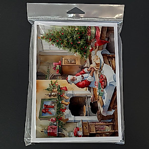 Caroline's Treasures DAC3313GCA7P Cookies with Santa Claus Greeting Cards Pack of 8 Blank Cards with Envelopes Whimsical A7 Size 5x7 Blank Note Cards