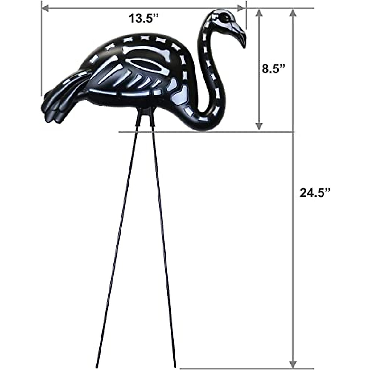 GiftExpress 4 PCS Halloween Black Flamingo Skeleton, Zombie Flamingos, Skull Flamingo with Stakes for Halloween Lawn Ornaments, Spooky Graveyard Decorations (4)