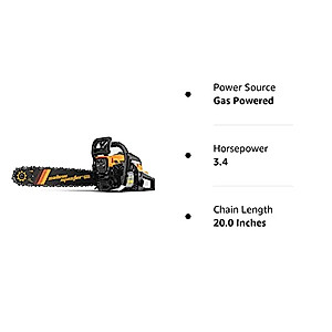 SALEM MASTER 6220G 62CC 2-Cycle Gas Powered Chainsaw, 20-Inch Chainsaw, Handheld Cordless Petrol Gasoline Chain Saw for Farm, Garden and Ranch