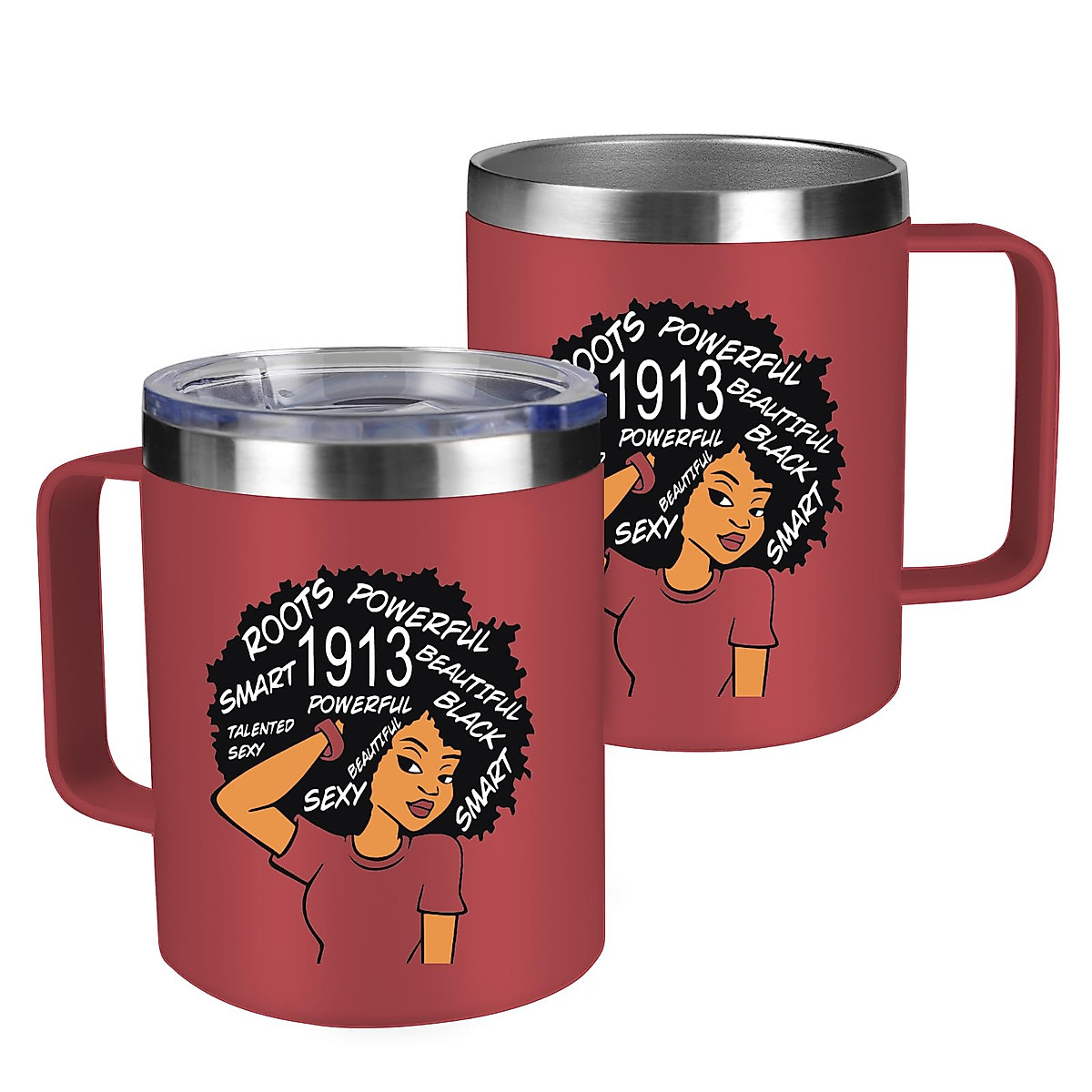 WFSJRED Sorority Gifts Sisterhood 12 oz Insulated Mug for Coffee Mug with Leak-Resistant closeable hot lid for hot Drinks with Handle (Sorority 1913)