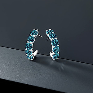 Gem Stone King 18K Gold Plated Sterling Silver Gemstone Birthstone Open Hoops | Round 4MM | Open Earrings For Women