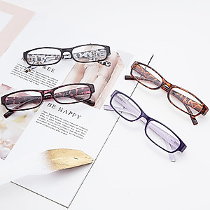 EYEGUARD Readers 4 Pack of Thin and Elegant Womens Reading Glasses with Beautiful Patterns for Ladies 2.00