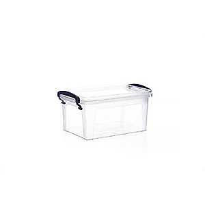 Superio Plastic Storage Box, Clear Container Bin with Lid, 1.75 Quart, Small Stackable Tote with Snap Lock Handles