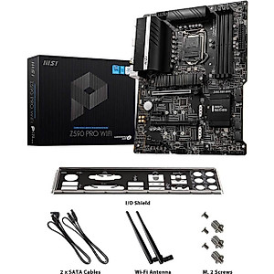 MSI Z590 PRO WiFi ProSeries PC Gaming Motherboard (ATX, 11th/10th Gen Intel Core, LGA 1200 Socket, DDR4, PCIe 4, M.2 Slots, USB 3.2 Gen 2, 2.5G LAN, DP/HDMI, Wi-Fi 6E) (Renewed)