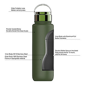 Stainless Steel Water Bottle-PINKAH 25OZ Double Wall Vacuum Insulated Travel Sports Bottle, Leak Proof and Sweat Proof Sports Bottle with Wide Mouth Lid for Office, Outdoor Camping