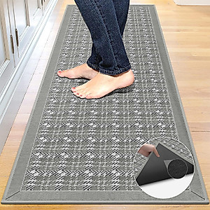 GOYLSER Rubber Kitchen Mats for Floor Non Skid - Absorbent Kitchen Carpet Jute Kitchen Rugs Rustic Hallway Rugs Kitchen Mat Kitchen Bath Mat - Grey Kitchen Mats Runner Rugs Mats for Standing Mat