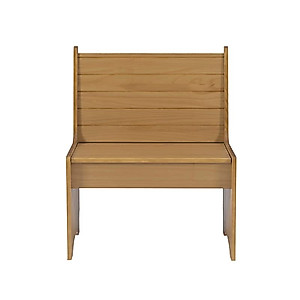 Linon Delk Pine Wood Small Back Rest Bench in Honey