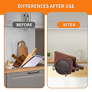 zjdbset 2PCS Cutting Board Stand Holder,Cutting Board Storage Organizer Rack,Bakeware,Cookie Sheets Organizer for Cabinet(3 * 1inch+2 * 0.6inch Wide Slot)