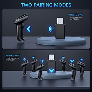 TEEMI 2D Bluetooth Barcode Scanner Wireless QR Code Reader Handsfree Screen Scanning Bar Code Scan Gun with One Press Battery Replaceable Feature (No USB Cradle)