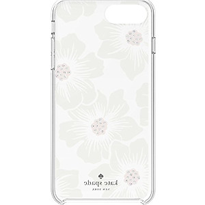 kate spade new york Protective Hardshell Case for iPhone 8 Plus, iPhone 7 Plus, iPhone 6s Plus & iPhone 6 Plus - Hollyhock Floral Clear / Cream with Stones