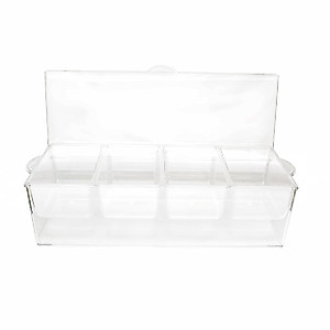 7Penn Condiment Tray with Ice Chamber, 4 Condiment Containers, Lid - Bar Garnish Tray Chilled Condiment Server Caddy