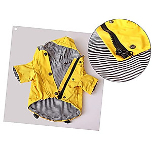 Dog Raincoat Jacket with Zip up Yellow rain Coat Hoodie Water Resistant Stylish Dog Raincoats (Small,Yellow)