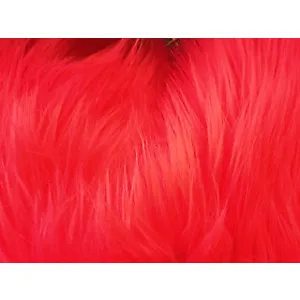 60'' Wide Faux Fur Luxury Shag Fire Red Fabric By the Yard