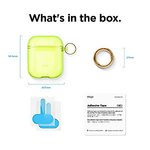 elago Clear Airpods Case with Keychain Designed for Apple Airpods 1 & 2 (Neon Yellow)
