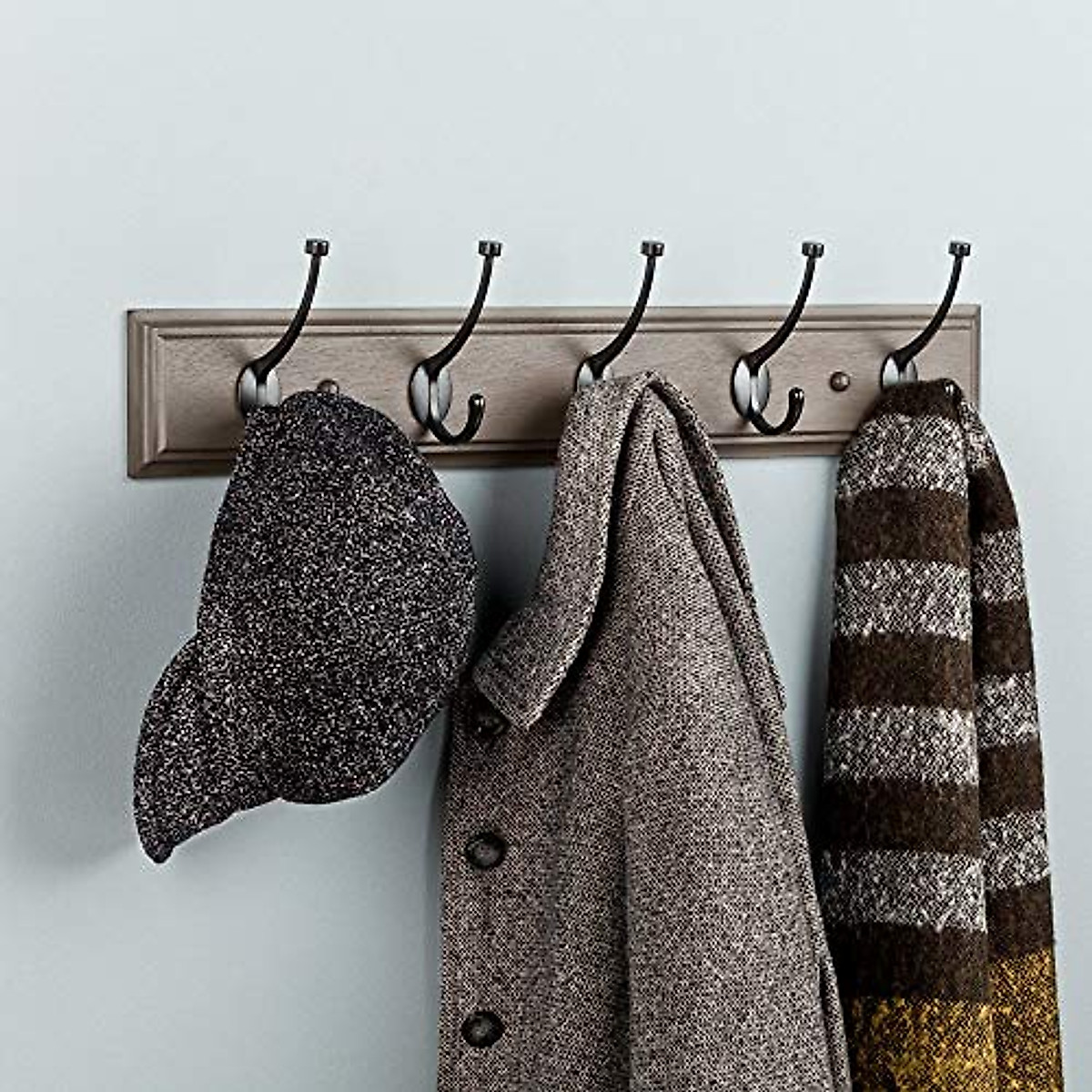 Franklin Brass FBPLLT5-513-R Rail in, 5 Pilltop Hooks, Driftwood Gray & Soft Iron