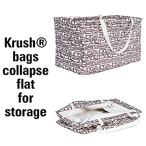 Household Essentials Canvas Utility Tote with Handles, Rectangular Krush Tote, Water-Resistant Vinyl Lining, Large Capacity, Durable and Versatile, Tan Geometric Pattern