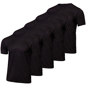 5 Pack:Men’s Mesh Active Wear T-Shirt Essentials Performance Workout Gym Training Quick Dry Fit Dri Tech Breathable Short Sleeve Crew Under Shirt Athletic Sport Running Top Exercise SPF- Set 1 XL