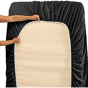 KAYLEN HOME 1800 TC Deep Pocket Full Size Sheets Set up to 16" - Hotel Luxury Extra Soft Brushed Microfiber 4 PC Bed Sheet Set, Black