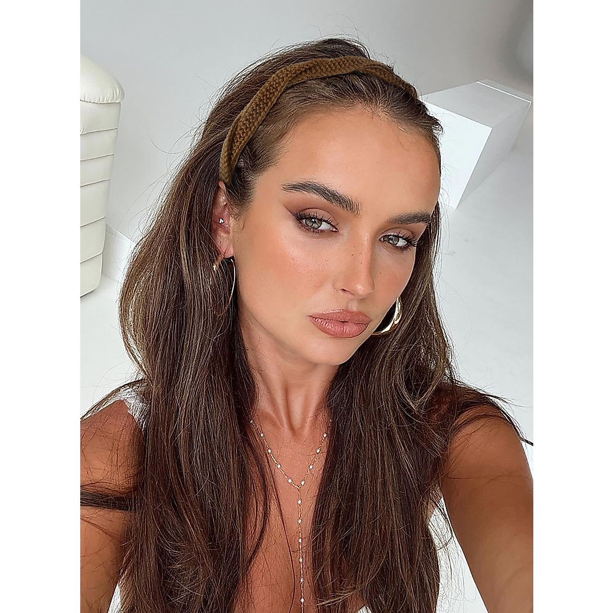 WOVOWOVO 4 Pieces Headbands for Women Girls Braided Knitted Hairband Fashion Non Slip Headband Solid Colors Hair Accessories