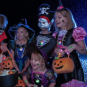 Twister.CK 54 PCS Halloween Party Favors for Kids, 40 Pack LED Light Up Rings, 8 Pack LED Light Up Necklaces, 6 Pack Halloween Temporary Tattoo Glowing Stickers, Glow in the Dark Party Supplies Halloween LED Light Up Toys Non Candy Halloween Treats Goodie