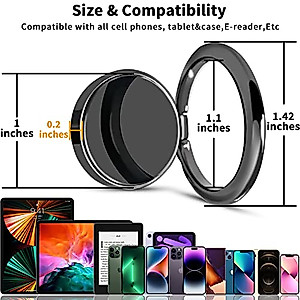 TACOMEGE Smooth Alloy Phone Ring Grip Holder, 360 Rotation Finger Ring Kickstand for iPhone, iPad, Samsung, and All Smartphones Tablets (PRG-B)