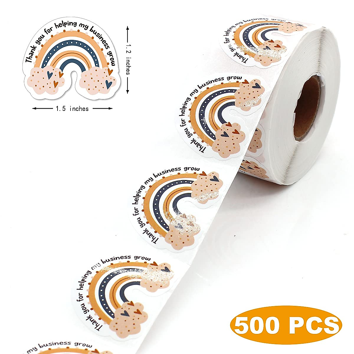 Muminglong 1.5 Inch Thank You for Helping Rainbow Sticker,Thank You Sticker,Small Shop Sticker, Small Business, Handmade Sticker,Packaging Sticker, 500 PCS