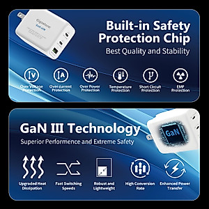 Gigastone 65W USB C Charger (2-Pack), GaN III Tech, PPS, Multiple Port, Foldable Plug, Full Speed Charging for MacBook Air/Pro, Dell XPS, iPad, iPhone, Galaxy