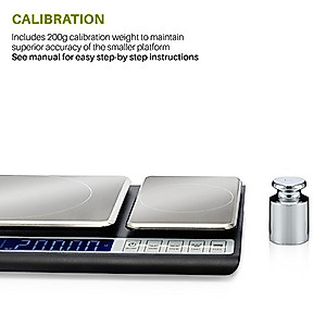 Smart Weigh Culinary Kitchen Scale 10 kilograms x 0.01 grams, Digital Food Scale with Dual Weight Platforms for Baking, Cooking, Food, and Ingredients