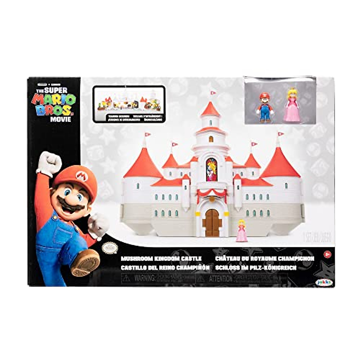 THE SUPER MARIO BROS. MOVIE – Mushroom Kingdom Castle Playset with Mini 1.25” Mario and Princess Peach Figures