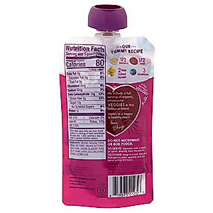 Happy Tot Love My Veggies Stage 4 Organic Toddler Food Banana Beet Squash & Blueberry, 4.22 Ounce Pouch Organic Baby Food/Toddler Food Pouches, Fruit and Veggie Blend, Full Serving of Vegetables