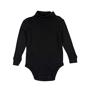 Leveret Long Sleeve Baby Boys Girls Bodysuit Turtleneck 100% Cotton (Size 6 Months-2 Toddler) (Black, 2 Years)