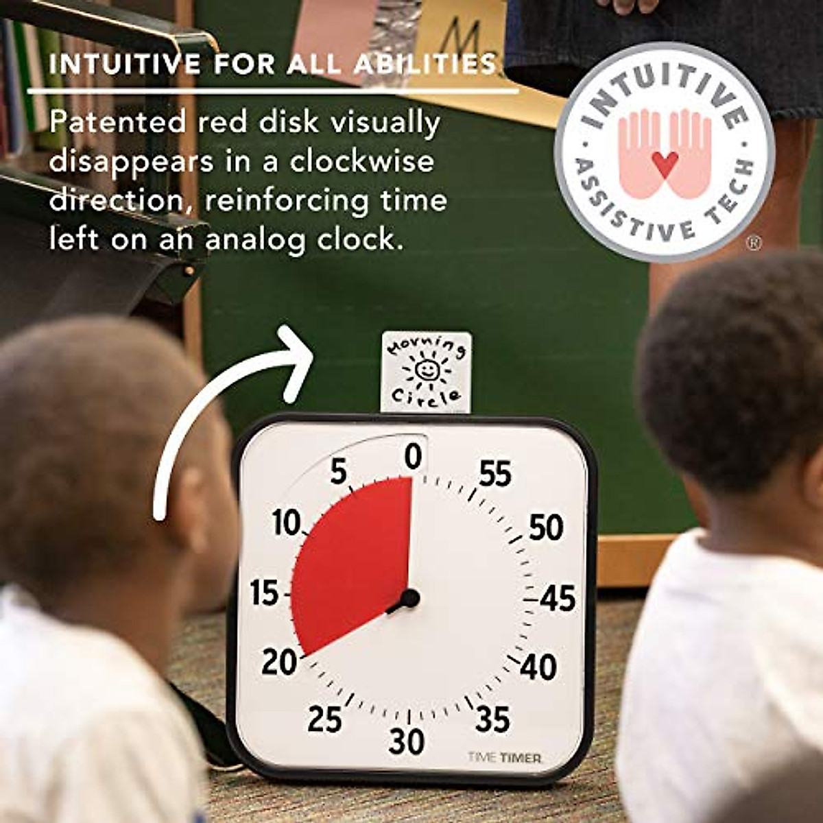 TIME TIMER 12 inch Visual Timer 60 Minute Kids Desk Countdown Clock with Dry Erase Activity Card, Also Magnetic for Kids Classroom, Homeschooling Study Tool, Task Reminder, Home and Kitchen Timer