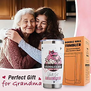 Grandma Tumbler, Dont Mess with Grandmasaurus Coffee Cup, Valentines Day Gifts for Grandma Birthday, Worlds Best Grandma Ever, Grandma Mothers Day Gifts from Grandkids Grandson, Things for Grandma