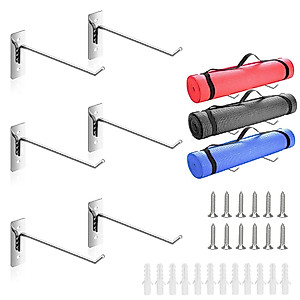 6Pcs/3 Set Yoga Mat Holder, Wall Mount Yoga Mat Storage, Home Gym Accessories for Hanging Foam Roller and Resistance Bands at Fitness Class or Home Gym