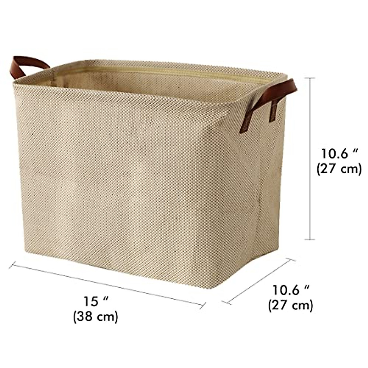 HUATK Woven Jute Storage Baskets - Decorative Storage Bins Foldable Organizing Baskets for Shelves Books Toys