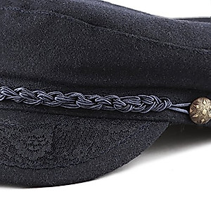 The Hat Depot 1400CD1970 Winter Unisex 100% Wool Greek Fisherman's Hat (L/XL, Navy)