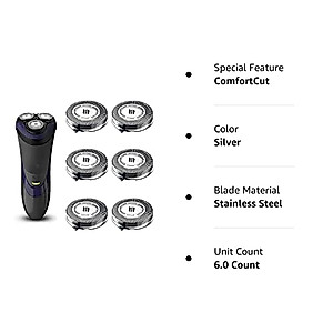 SH30 Replacement Heads for Philips Norelco Series 3000, 2000, 1000 Shavers and S738 Click and Style, ComfortCut Shaving Heads 6 Pack