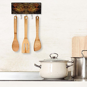 Coat and Hat Hook Rail Wall Hooks, Leather Hook Rack Wall Mounted, Hooks for Hanging Towel Key Purse Kitchenware Dragonfly