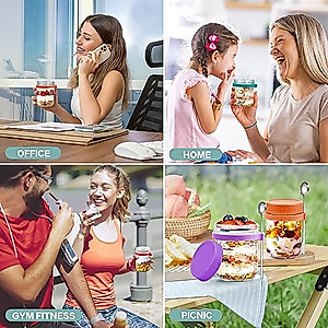 ZIZOTI 12 Pcs Glass Overnight Oats Containers with Lids and Spoons,2 Size 16 Oz & 10 Oz Mason Overnight Oat Jars, Airtight Breakfast Meal Prep Glass Container to Go for Chia Yogurt Salad Cereal Fruit