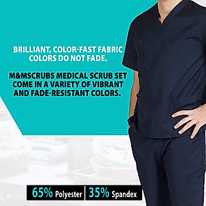 M&M SCRUBS Men Scrub Set Medical Scrub Top and Pants M Black