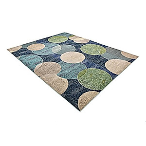 Unique Loom Chromatic Collection Modern Bokeh & Vibrant Abstract Area Rug for Any Home Décor, 8 ft x 10 ft, Navy Blue/Beige