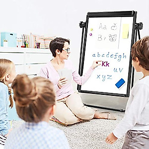Yaheetech Stand White Board Magnetic 36x24 inches Dry Erase Board Double Sided Adjustable Flipchart Easel Portable Whiteboard with Flipchart Hook for Tabletop Presentation Discusssion Meeting Teaching