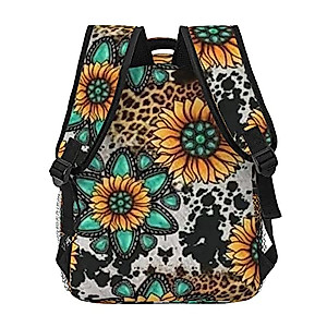 bzaxxqi Sunflower Cow Print Backpack Girls Women Teens Bookbag School Bags Casual Backpack Travel Cow Print Backpacks