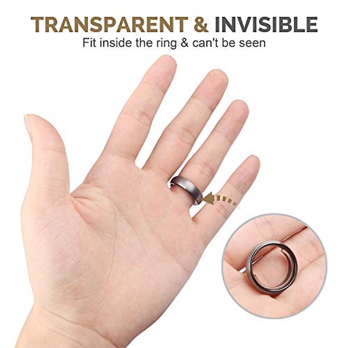 Feramox Ring Size Adjuster for Loose Rings 48 PCS Invisible Transparent Ring Sizer Adjuster Fit Wide Rings
