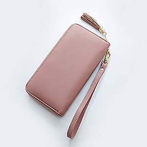 CYANB Women Wallets Tassel Bifold Ladies Cluth Wristlet Wrist strap Long Purse