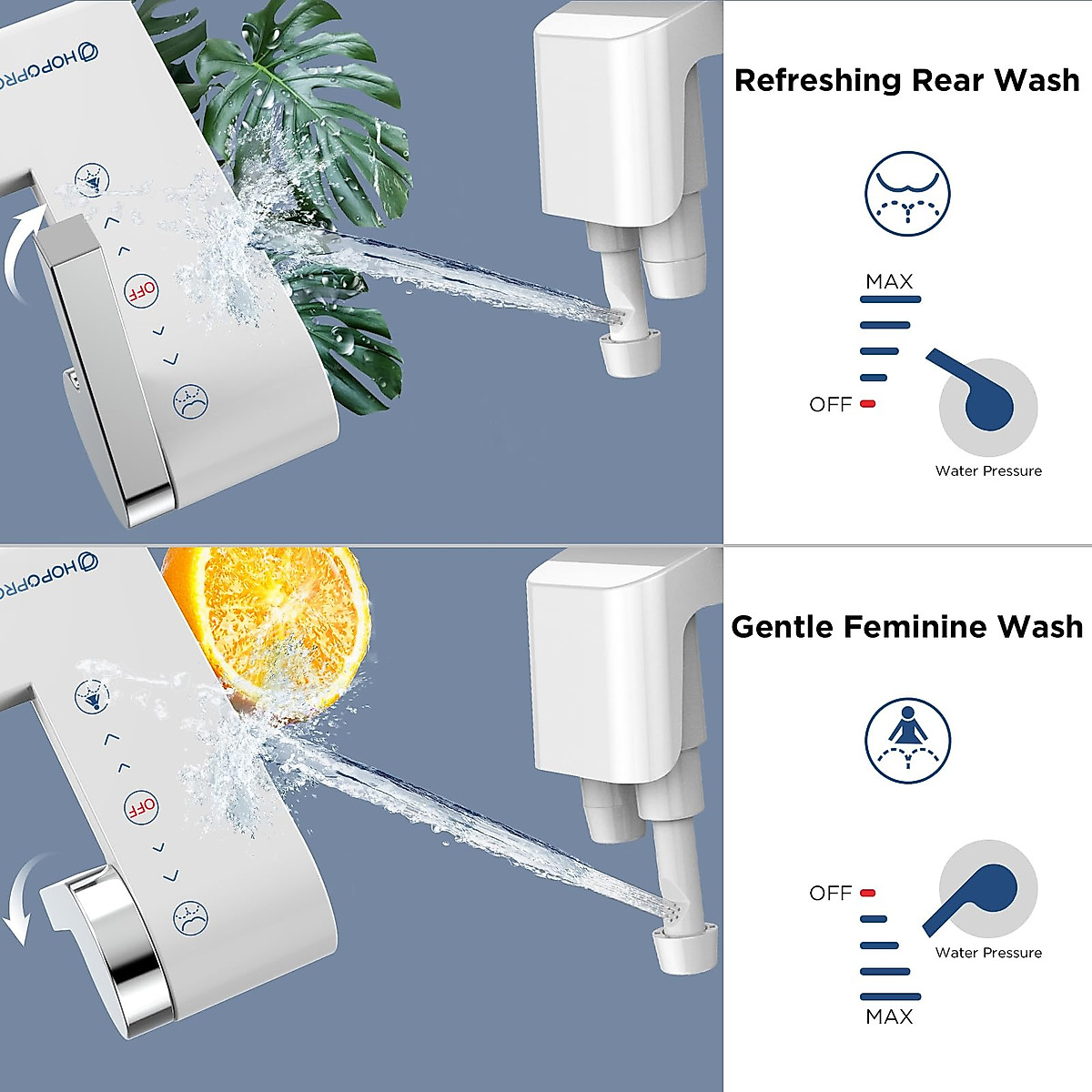 Bidet Attachment for Toilet, Toilet Bowls, Dual Nozzles Adjustable Water Pressure Bidets for Existing Toilets