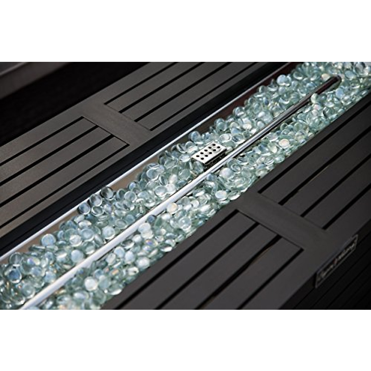 Legacy Heating 57 Inch Propane Fire Pit Table, 50000BTU Outdoor Gas Fire Pit, 2 in 1 Rectangular Firepit Extruded Aluminum w/ Lid, Glass Beads, ETL Certified for Gatherings on Garden Backyard, Mocha.