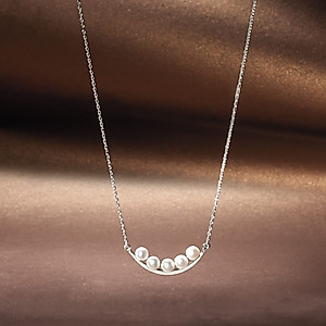 Ross-Simons 5.5-6mm Cultured Pearl Curved Bar Necklace in Sterling Silver. 20 inches