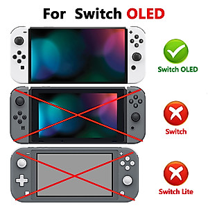 playvital White Border Tempered Glass Screen Protector for Nintendo Switch OLED, Anti-Scratch Transparent HD Clear Protector Film for Switch OLED - 2 Pack Included