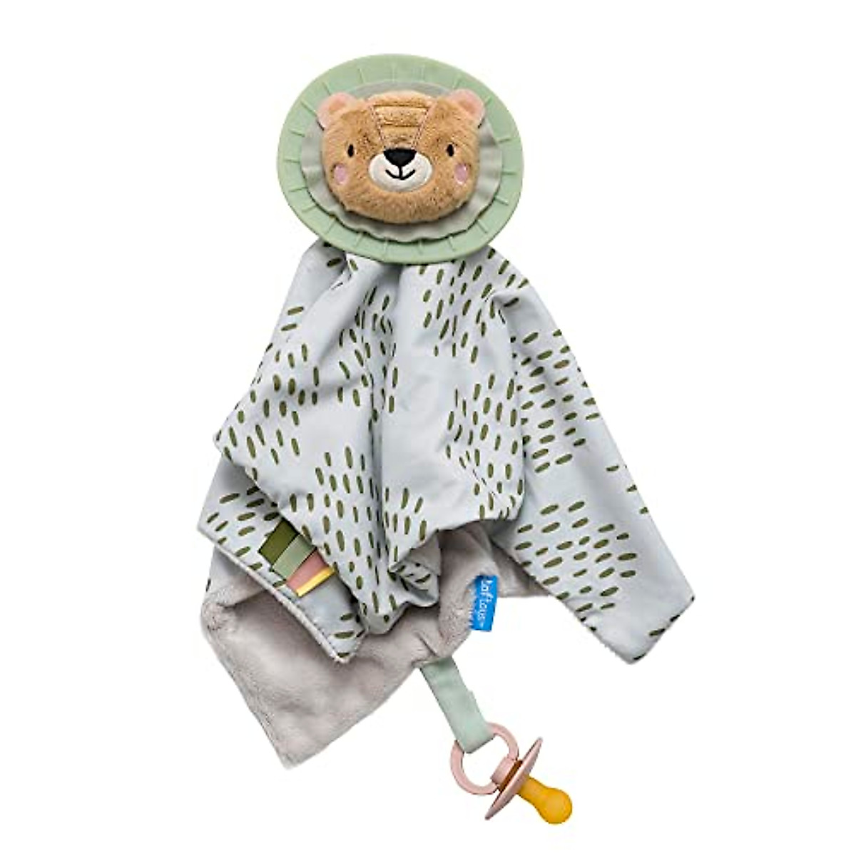 Taf Toys Soft Security Blanket with Pacifier Holder & Mane Teether Baby Lovey Unisex Lovie Baby Gifts for Newborn Boys and Girls Snuggle Toy Baby Lion Stuffed Animal for Ages 0-24 Months
